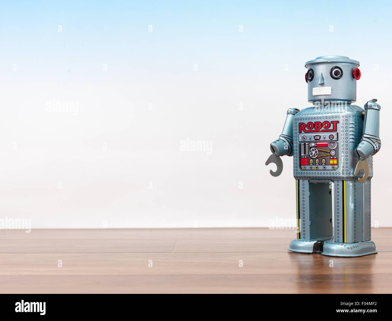 A close up shot of a toy metal robot Stock Photo - Alamy