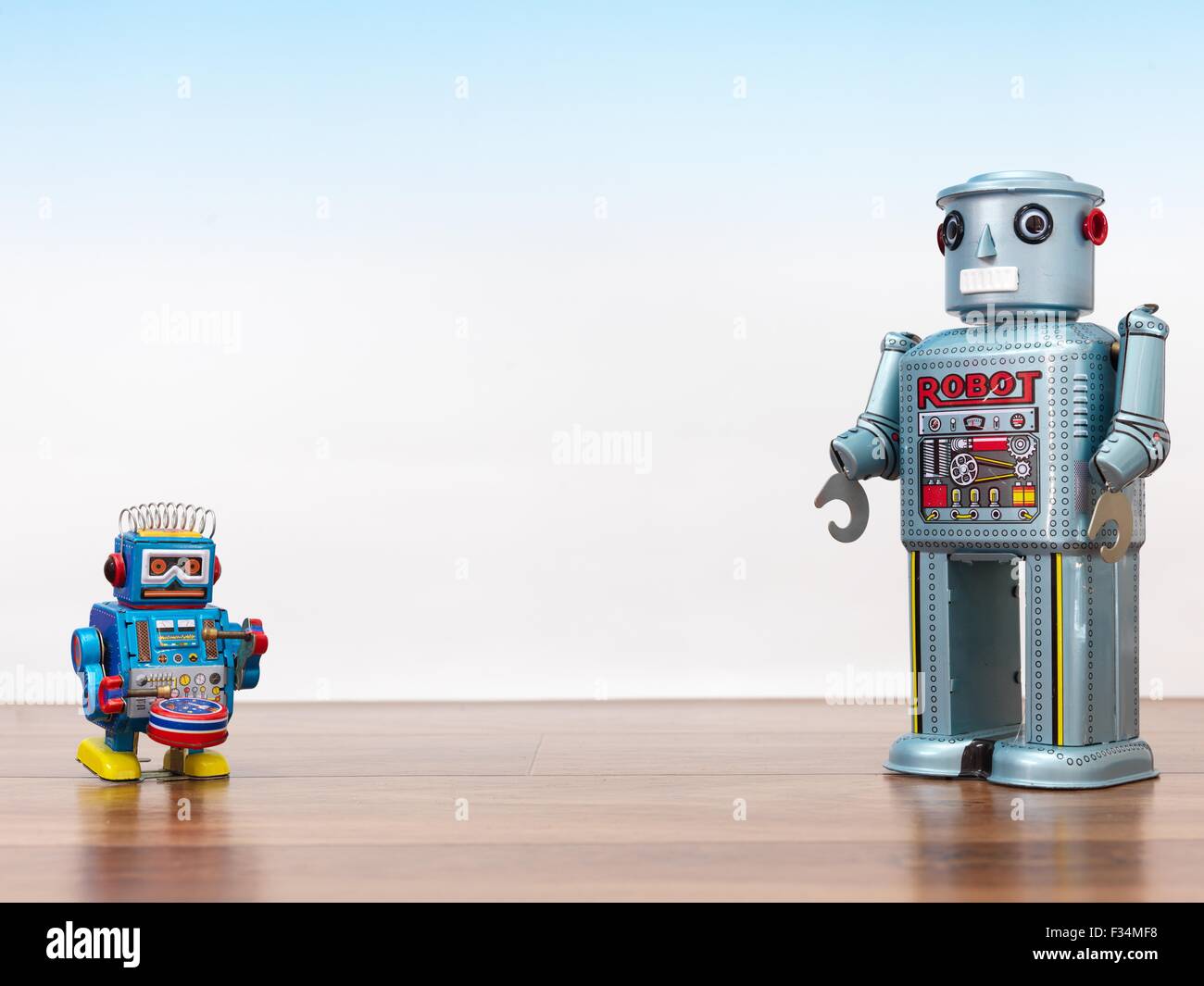 A close up shot of a toy metal robot Stock Photo - Alamy