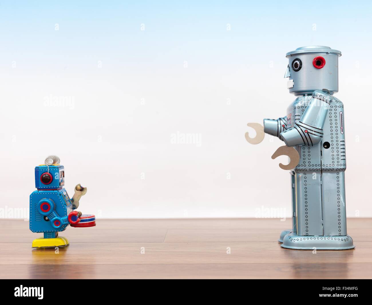 A close up shot of a toy metal robot Stock Photo - Alamy