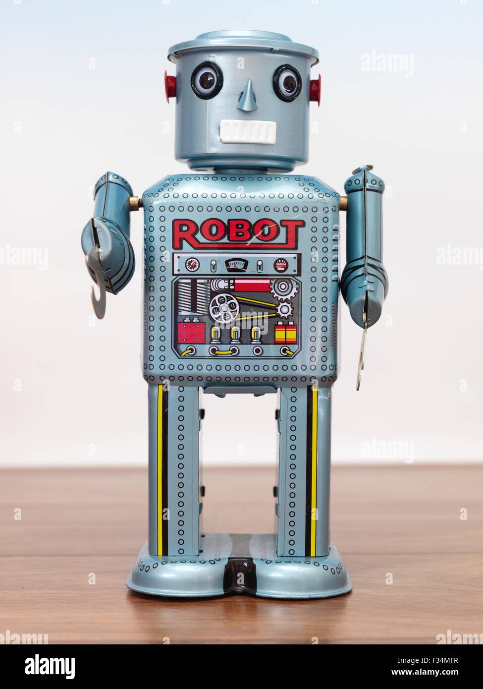 A close up shot of a toy metal robot Stock Photo - Alamy