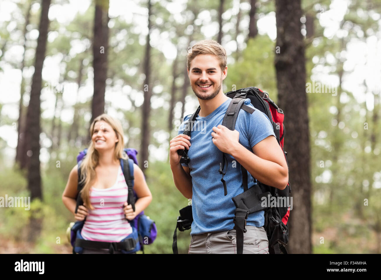 Young happy hiker couple Stock Photo - Alamy