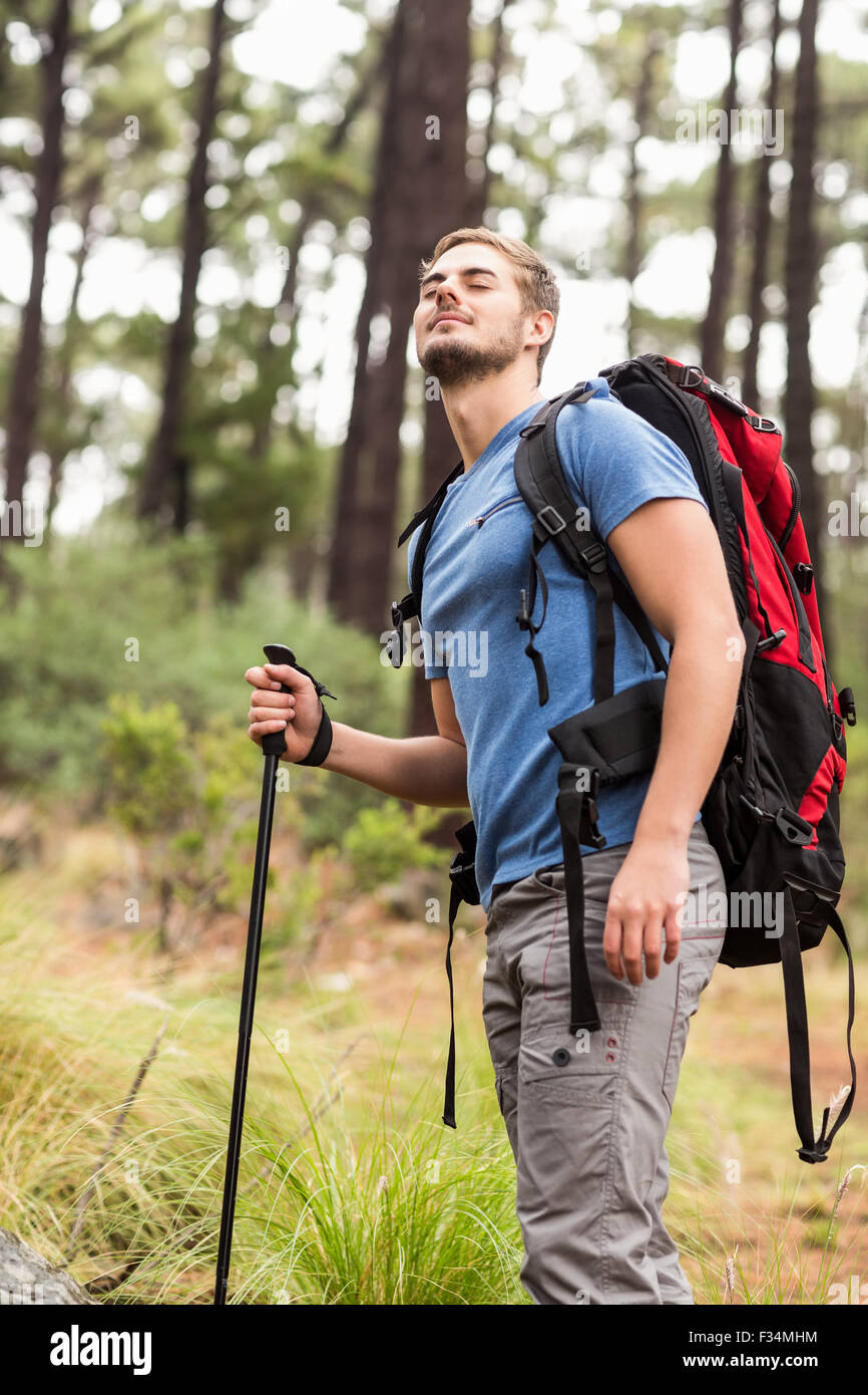 Portrait of a young handsome hiker Stock Photo - Alamy