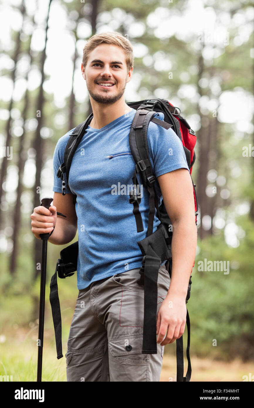 Young handsome hiker looking away Stock Photo - Alamy