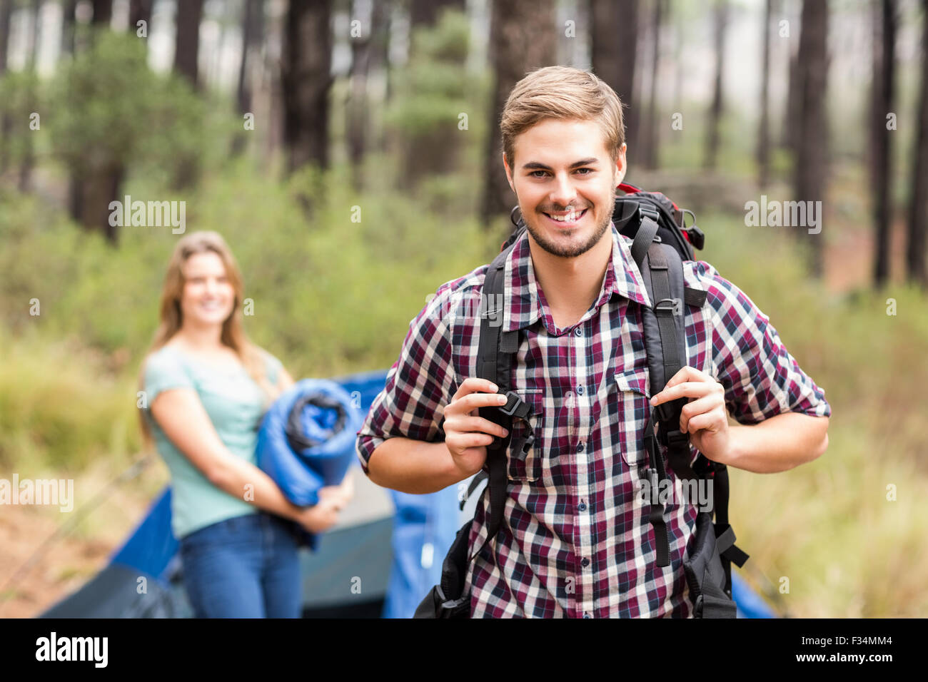 Portrait of a young handsome hiker Stock Photo - Alamy