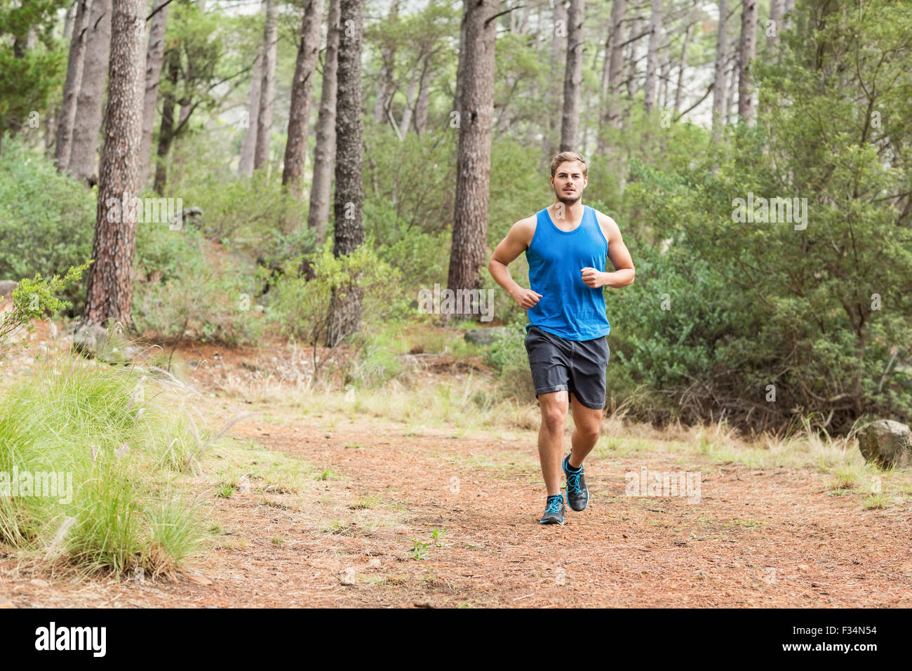 Young happy jogger running Stock Photo - Alamy