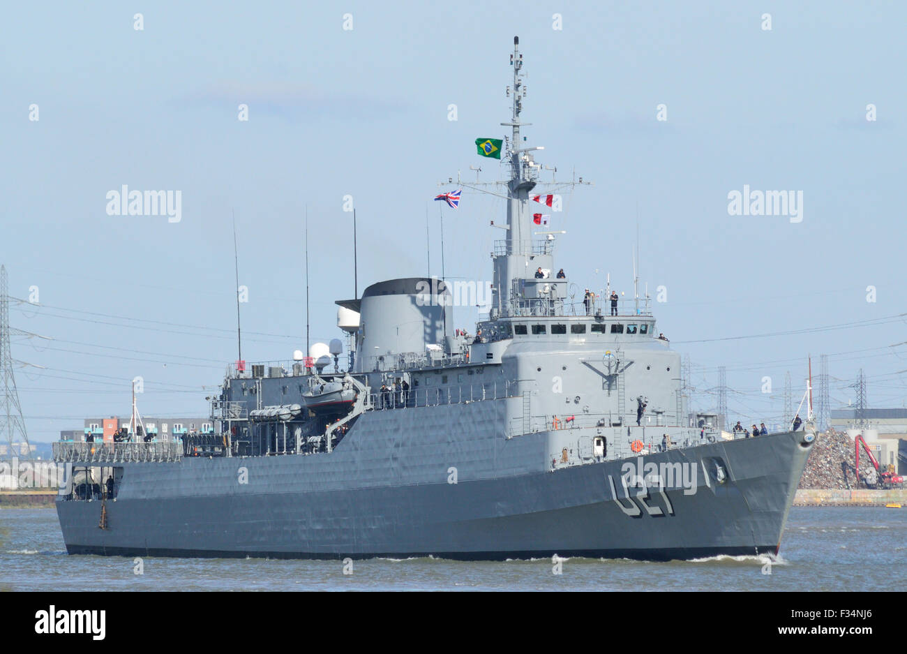 Brazilian navy training frigate NE Brasil arrives on the Thames Stock ...