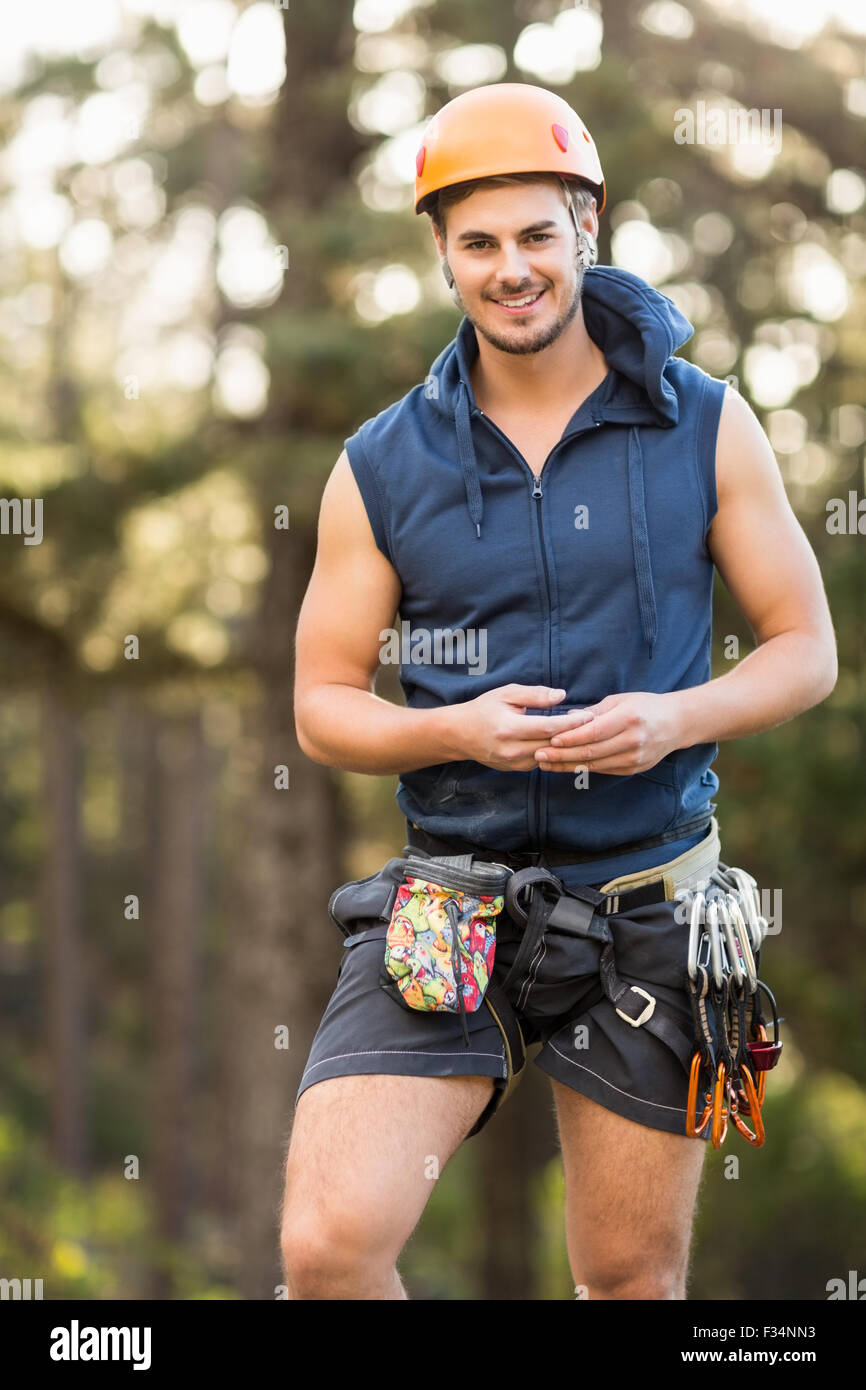 Handsome young hiker looking at camera Stock Photo - Alamy