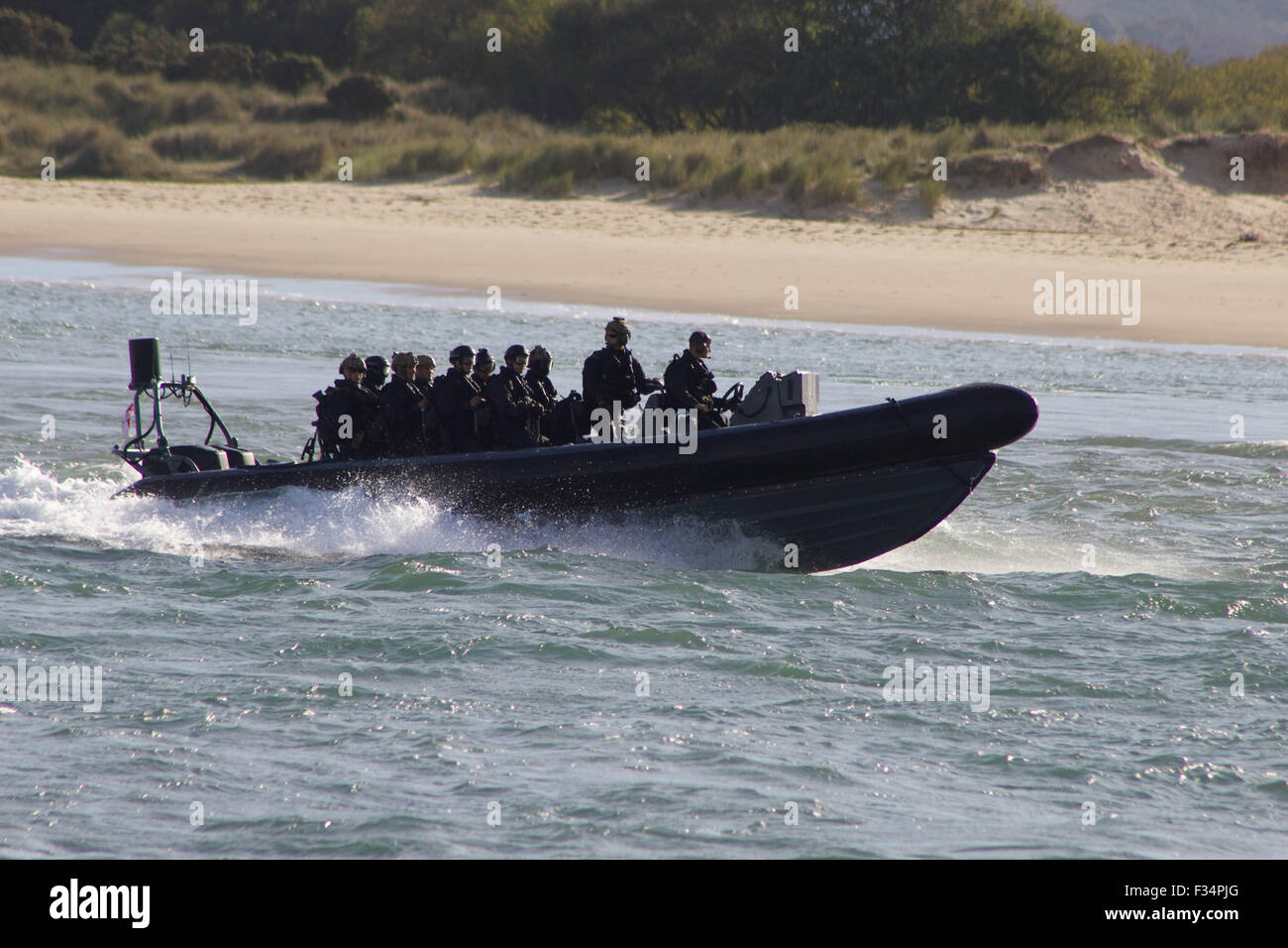 Poole, UK. 29th September 2015. Onlookers watch Special Boat services ...