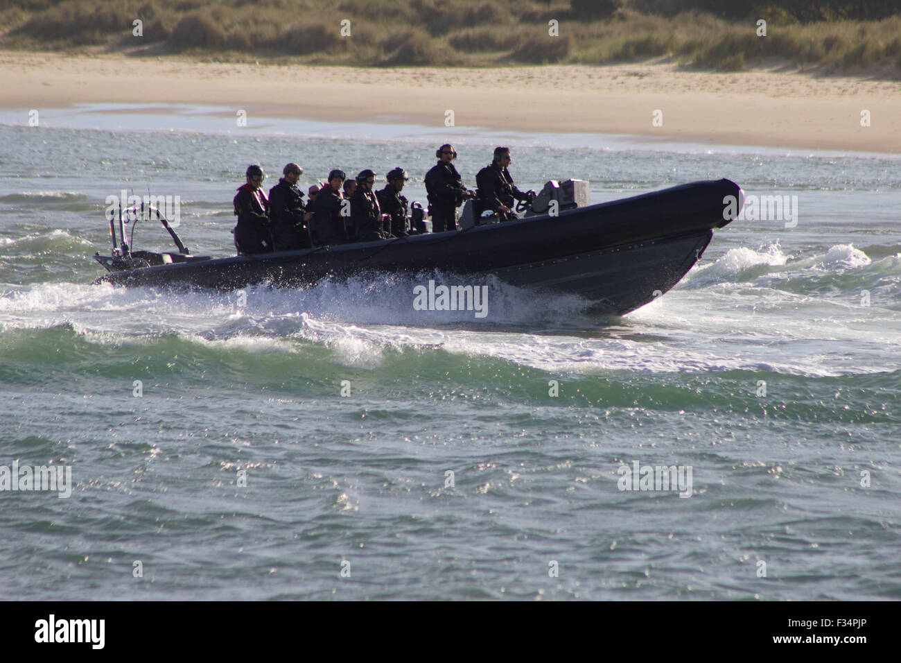 Poole, UK. 29th September 2015. Onlookers watch Special Boat services ...