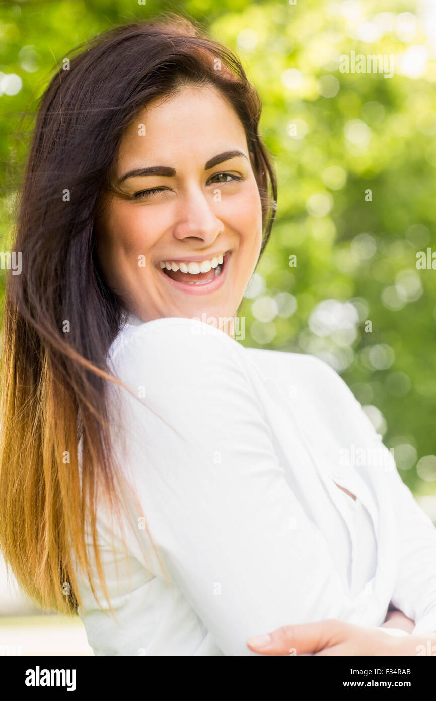Beautiful woman winking in hi-res stock photography and images - Alamy