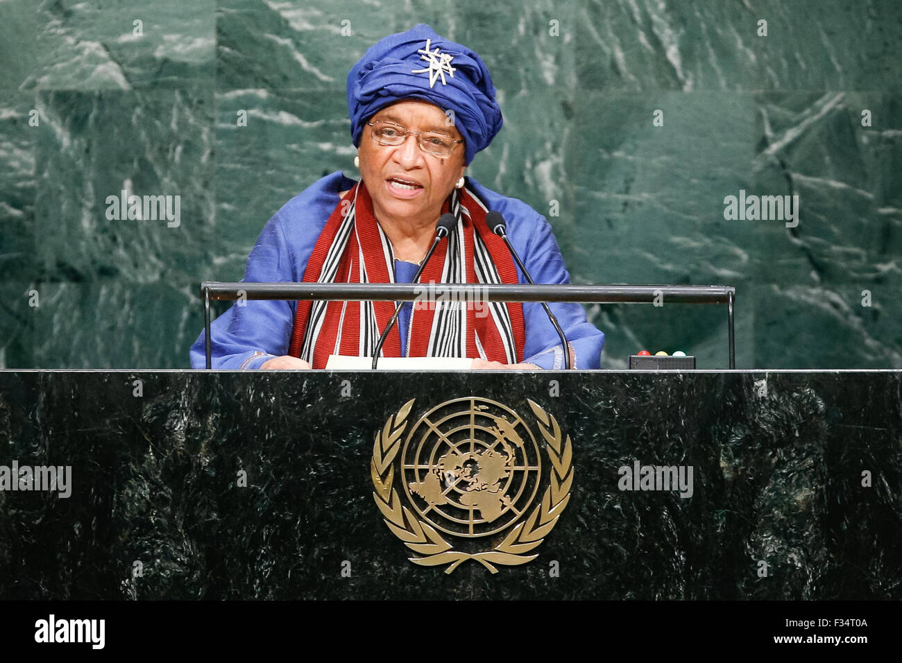 New York, USA. 29th Sep, 2015. Liberian President Ellen Johnson-Sirleaf ...