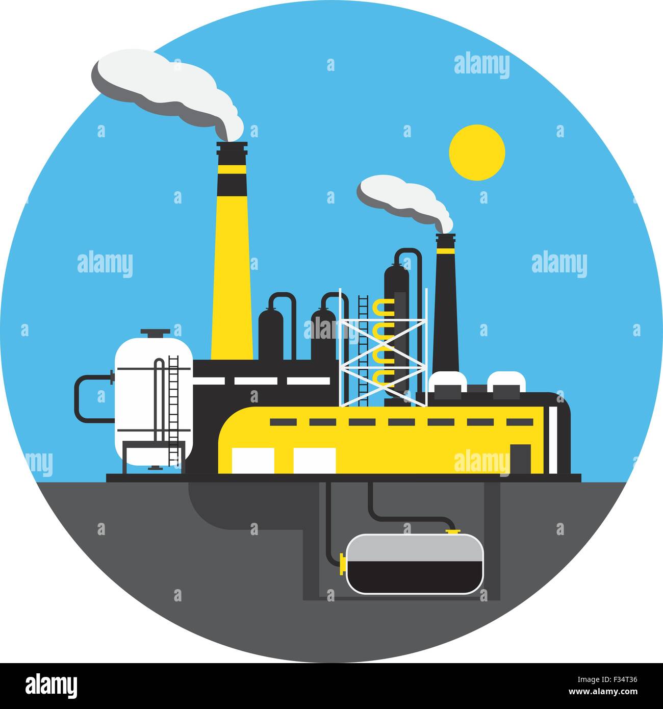 Colorful factory picture with sun Stock Vector Image & Art - Alamy