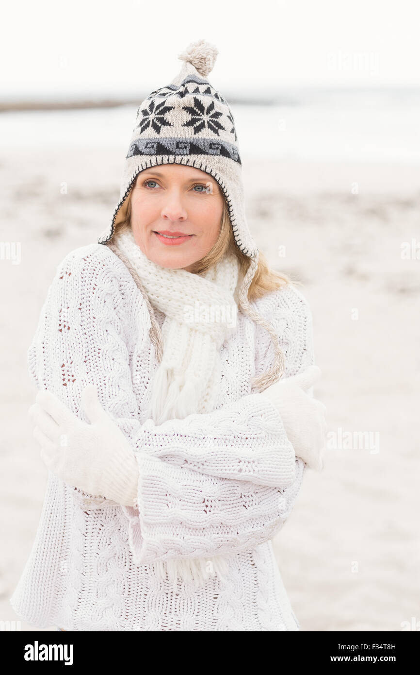 Smiling woman wearing warm hi-res stock photography and images - Alamy
