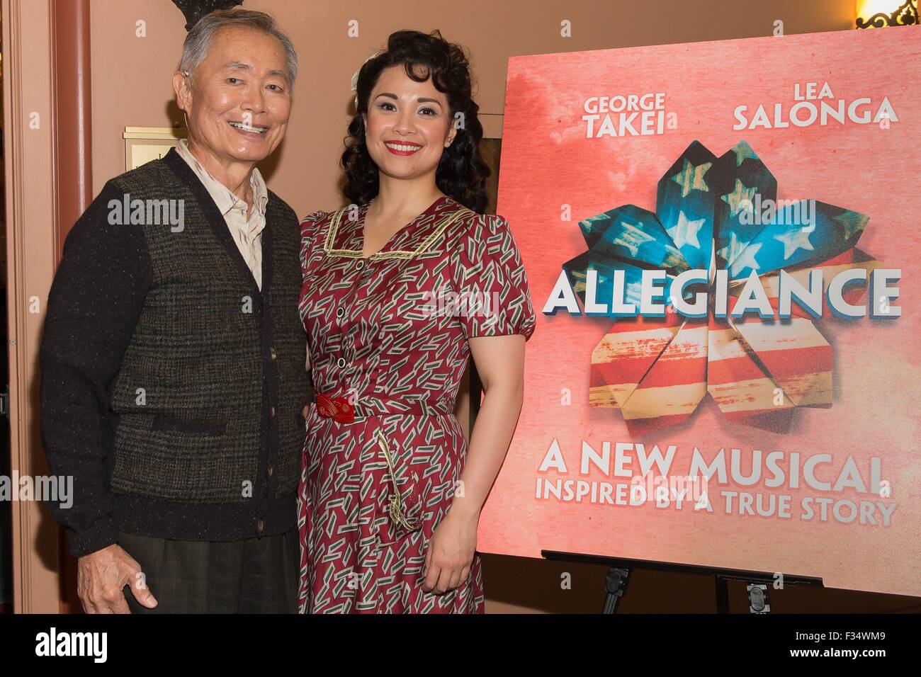 New York, NY, USA. 29th Sep, 2015. George Takei, Lea Salonga in attendance for ALLEGIANCE Cast ...