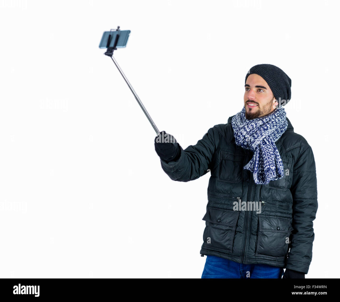 Young bearded man holding white Cut Out Stock Images & Pictures - Alamy