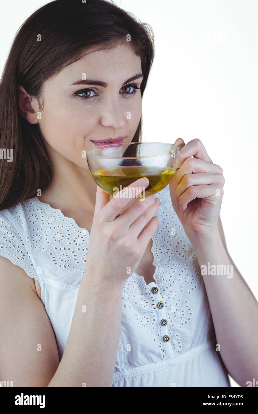 Pretty woman with herbal tea Stock Photo - Alamy