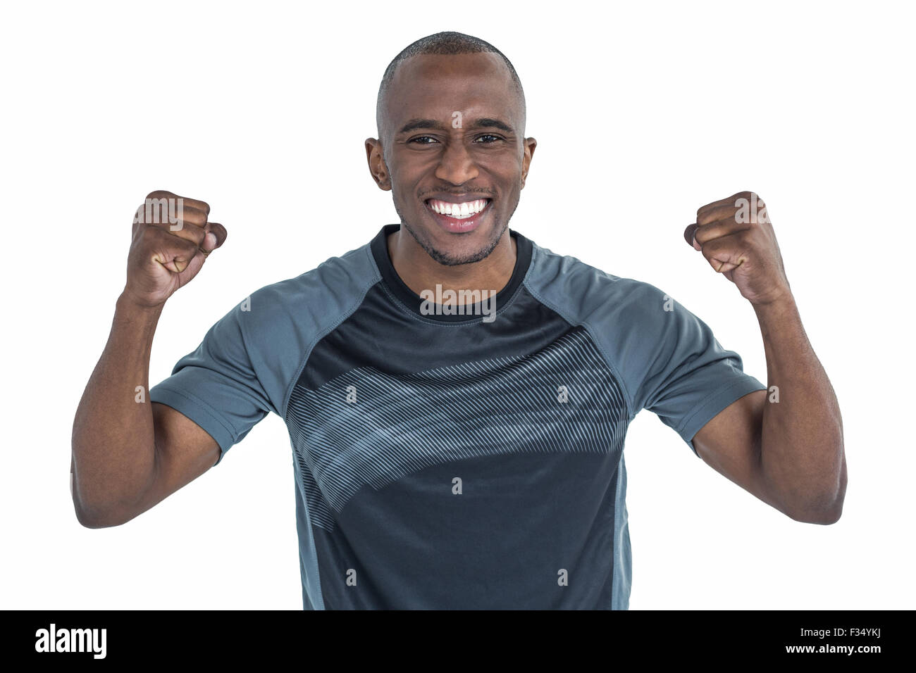 Portrait of rugby player cheering after success in game Stock Photo - Alamy