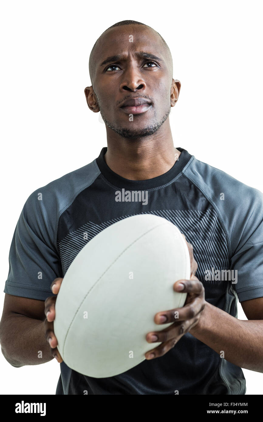 Thoughtful rugby player Stock Photo - Alamy