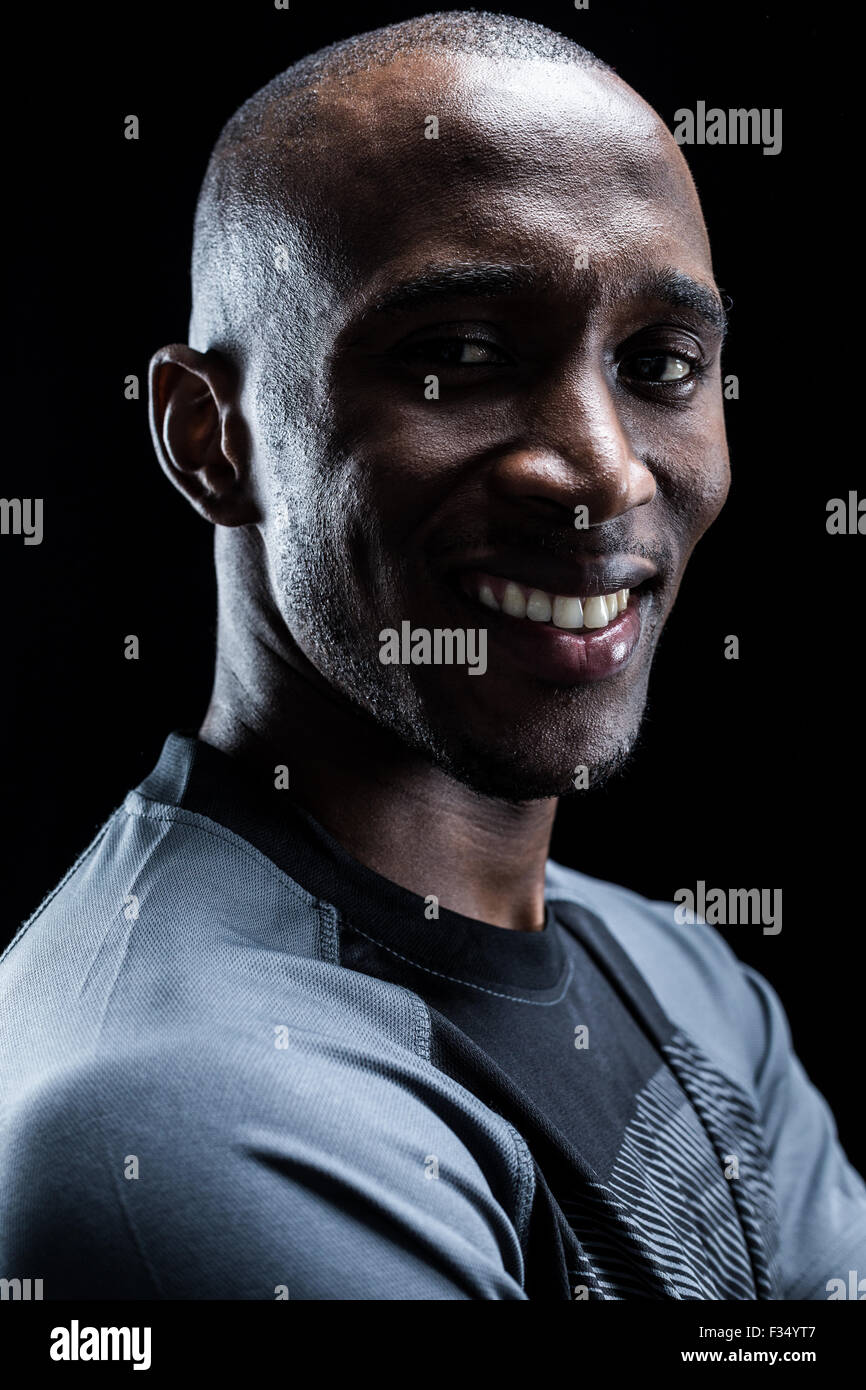 Portrait of happy rugby player Stock Photo - Alamy