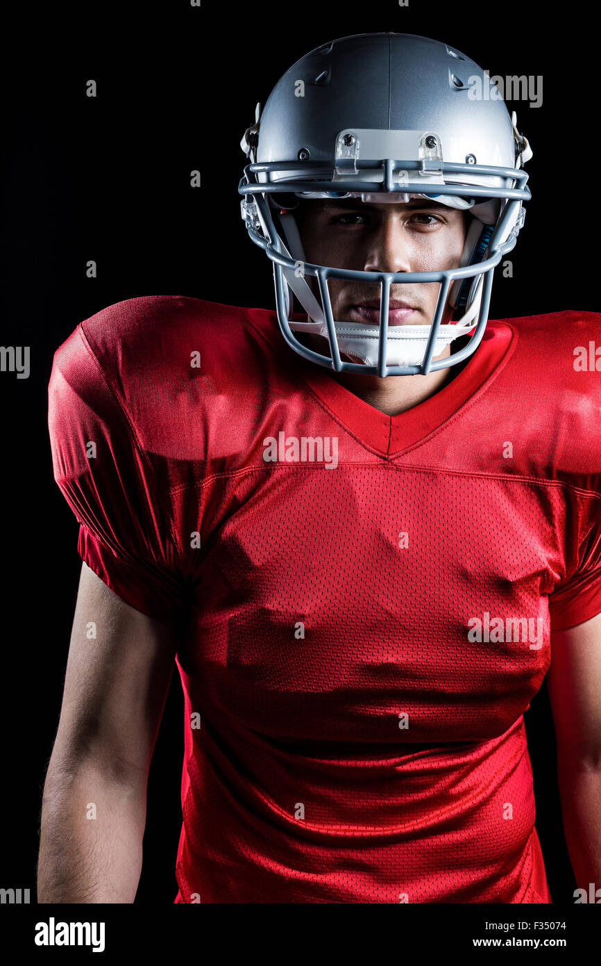 Portrait of determined American football player Stock Photo - Alamy