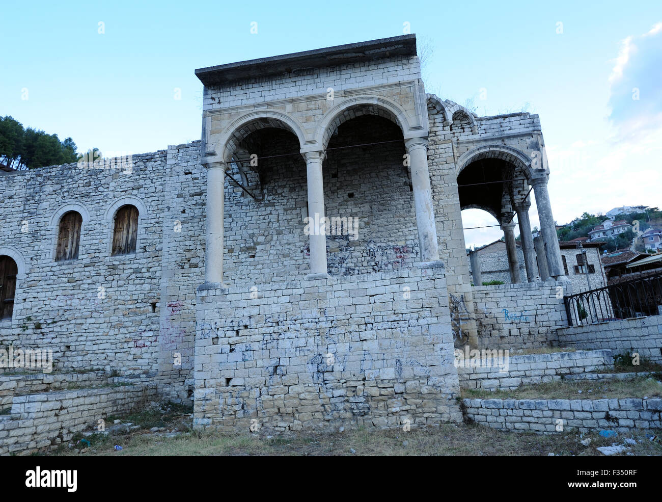 The ruins of the palace of the Pasha of Berat in the world heritage ...