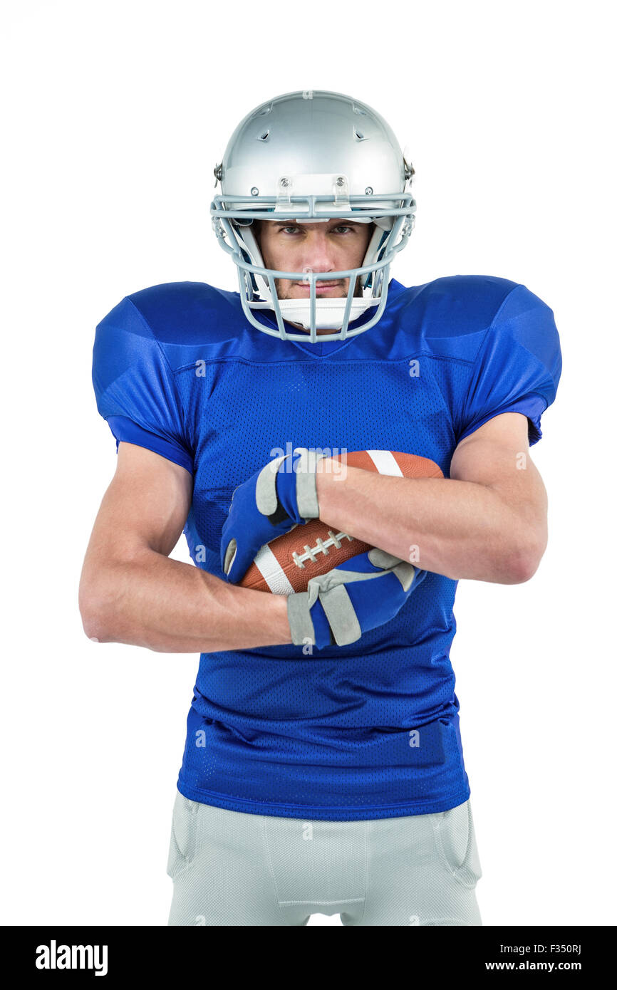 Portrait of sportsman holding ball Stock Photo - Alamy