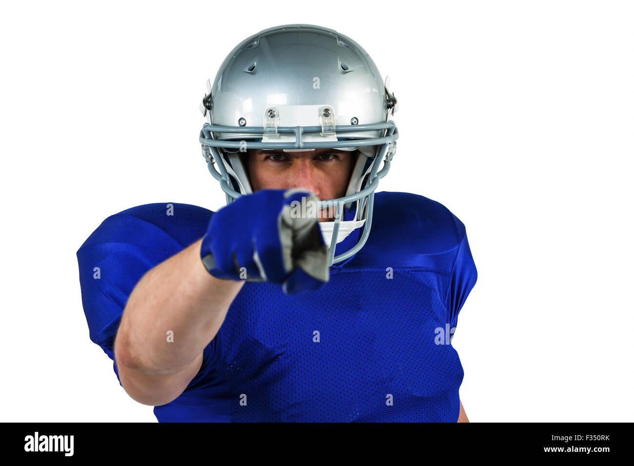 Confident American football player pointing Stock Photo - Alamy