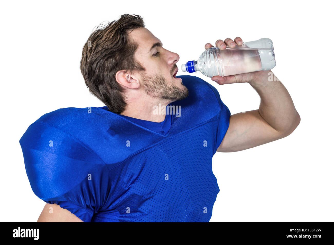 American football player drinking water Stock Photo - Alamy