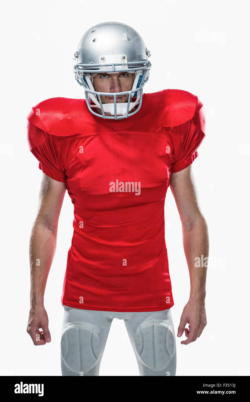 Portrait of American football player standing Stock Photo - Alamy