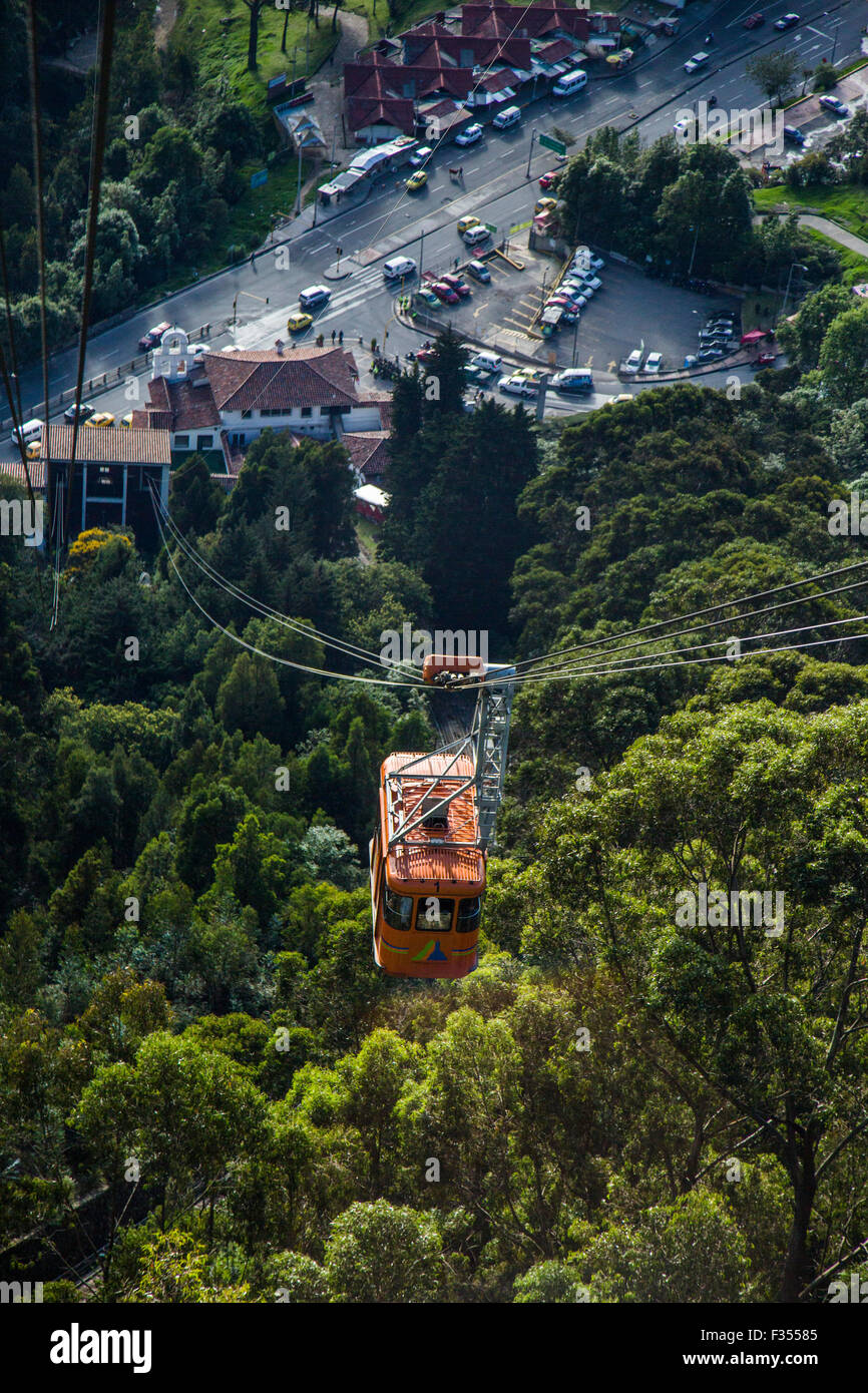 The view of downtown Bogota, Colombia from the cable car leading to ...