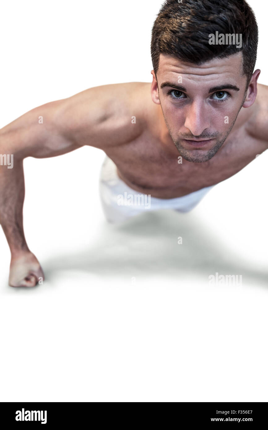 Portrait of a man doing push up Stock Photo - Alamy