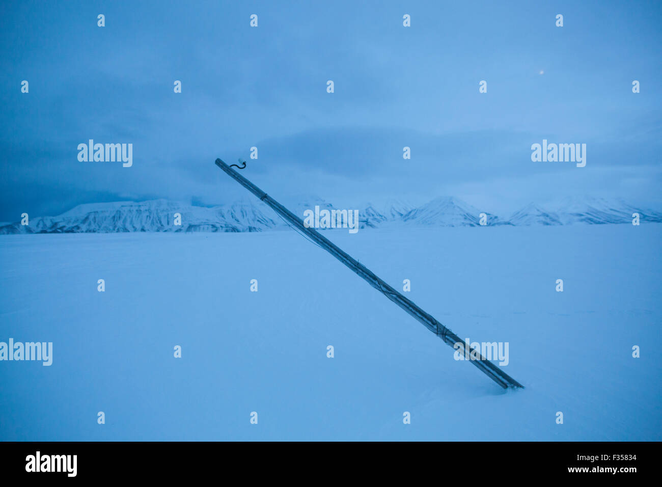 Abandoned and leaning utility pole on Sverdruphamaren, Svalbard Stock ...