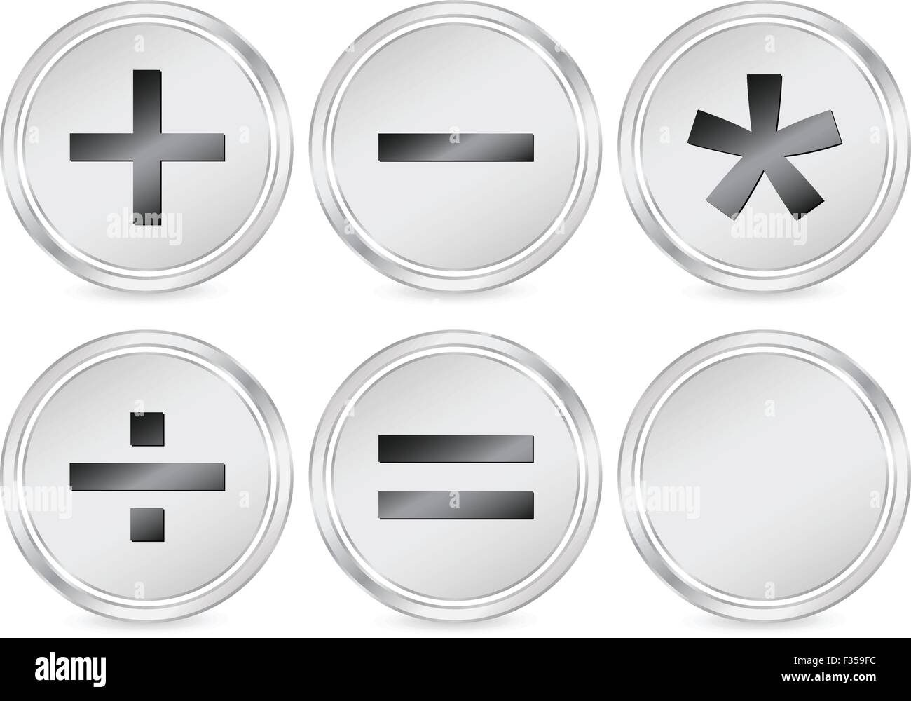 Metal mathematics circle icon set. Vector illustration Stock Vector ...