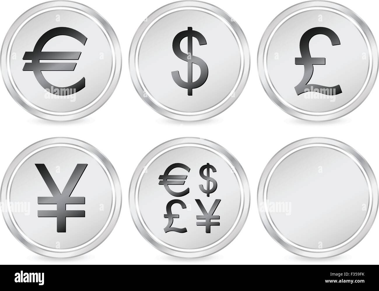 Metal money circle icon set. Vector illustration Stock Vector Image ...