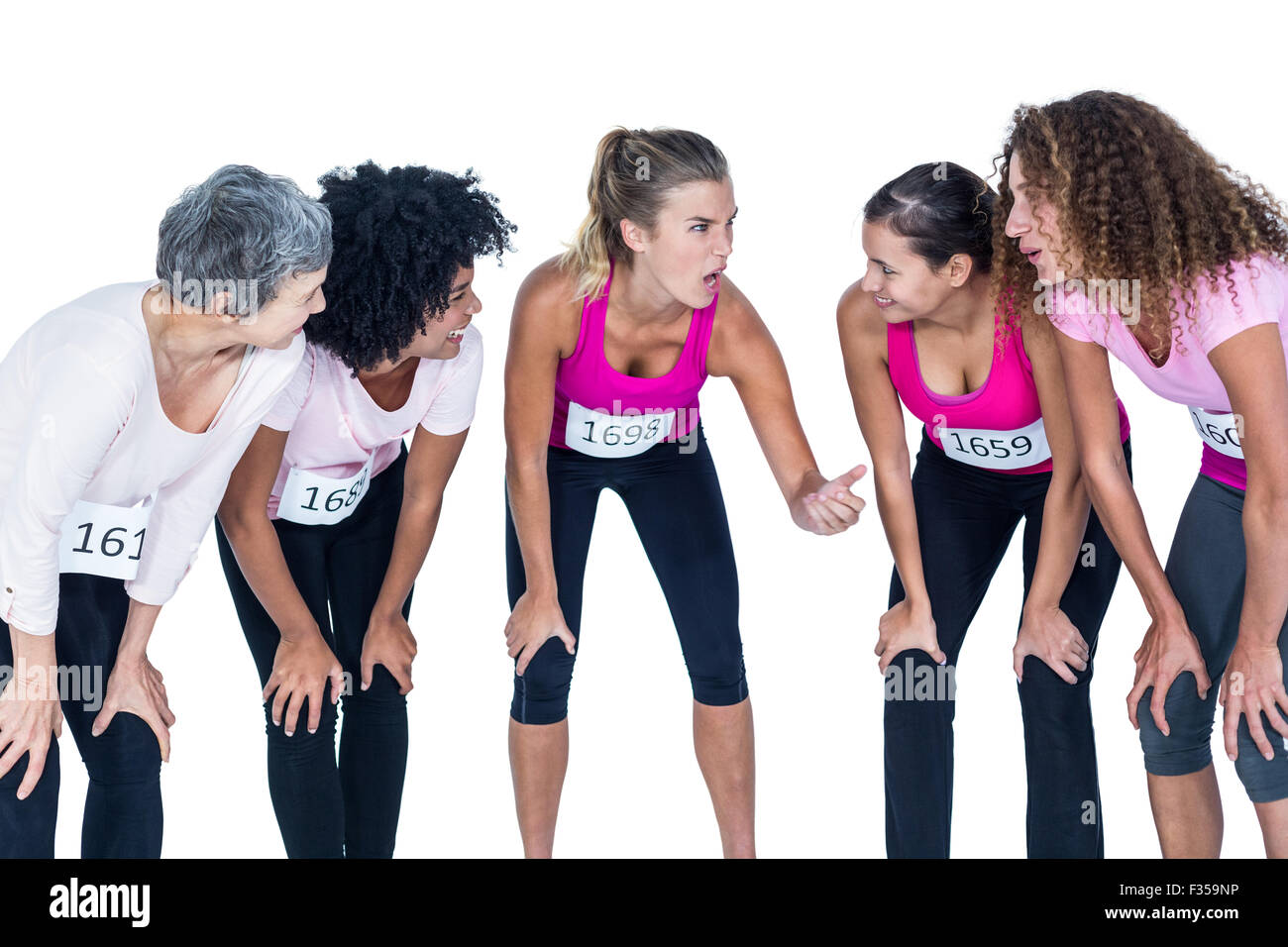 Smiling athletes gesturing and bending Stock Photo - Alamy