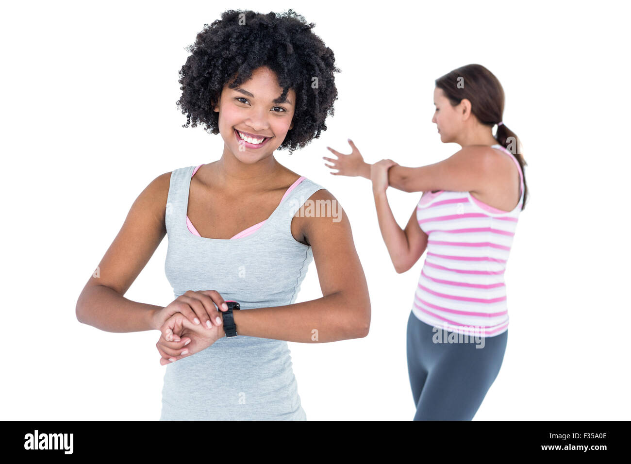 Woman wearing black athletic Cut Out Stock Images & Pictures - Alamy