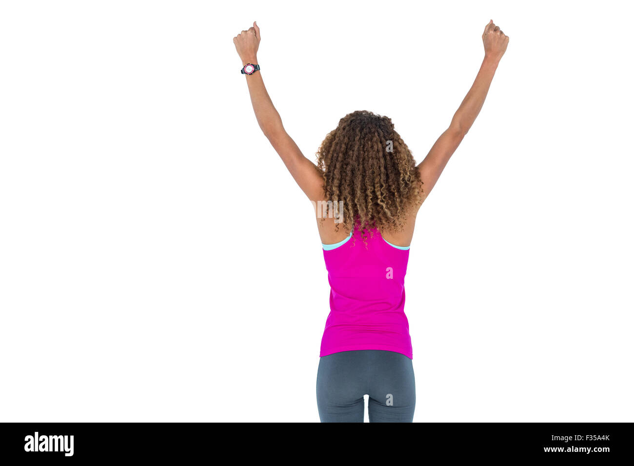Woman arms raised rear view hi-res stock photography and images - Alamy