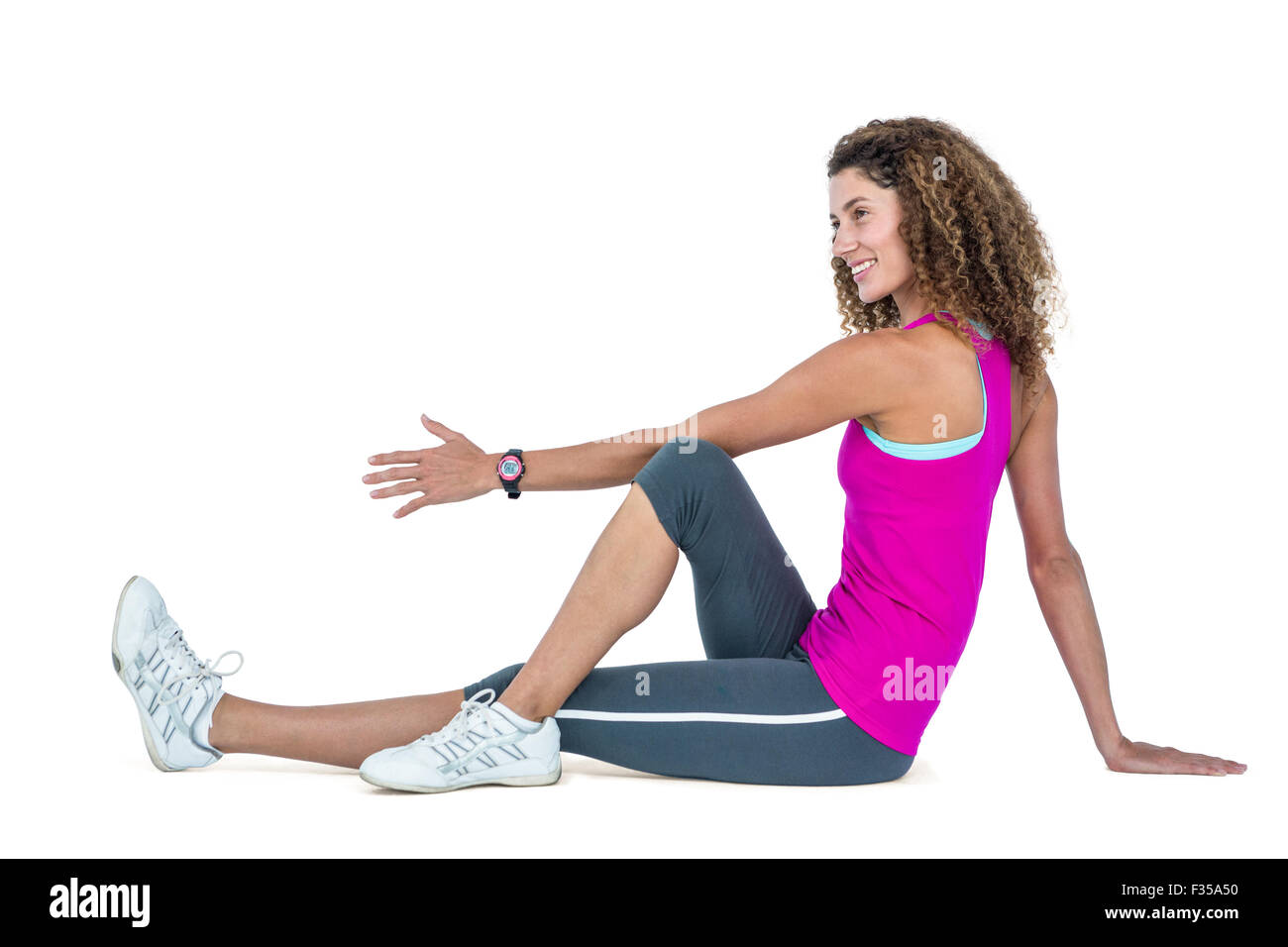 Side view curly young Cut Out Stock Images & Pictures - Alamy