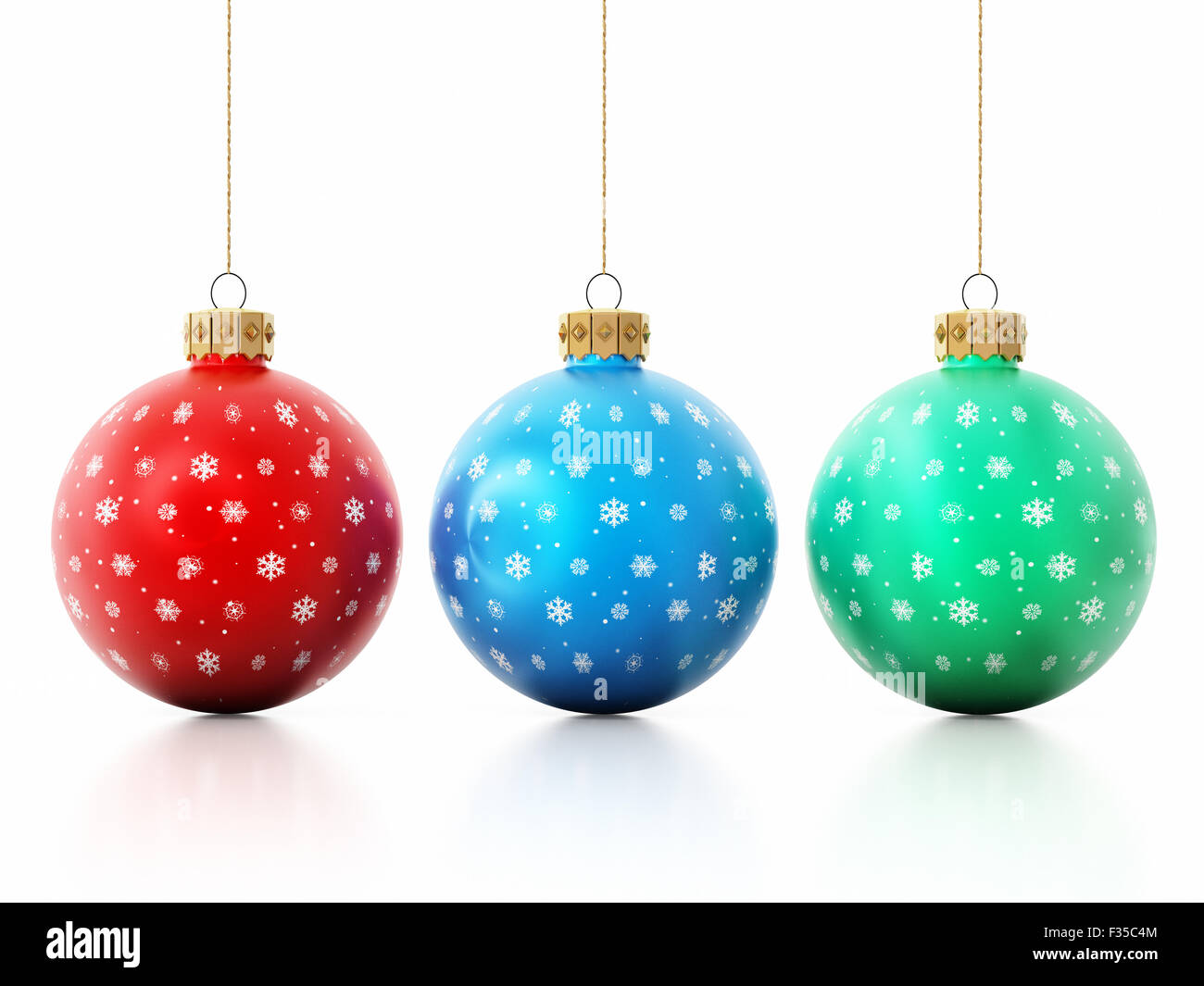 Hanging christmas baubles isolated on white background Stock Photo - Alamy