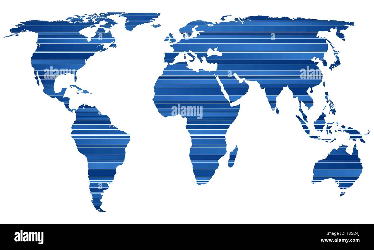 Blue stripe world map on a white background. Vector illustration Stock ...