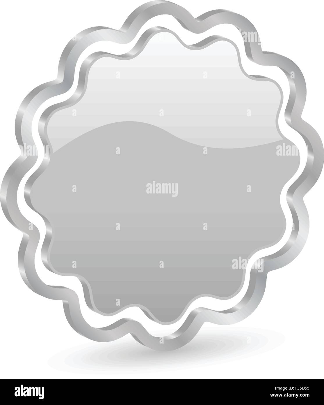 Silver badge icon with metal contour, isolated on a white background ...