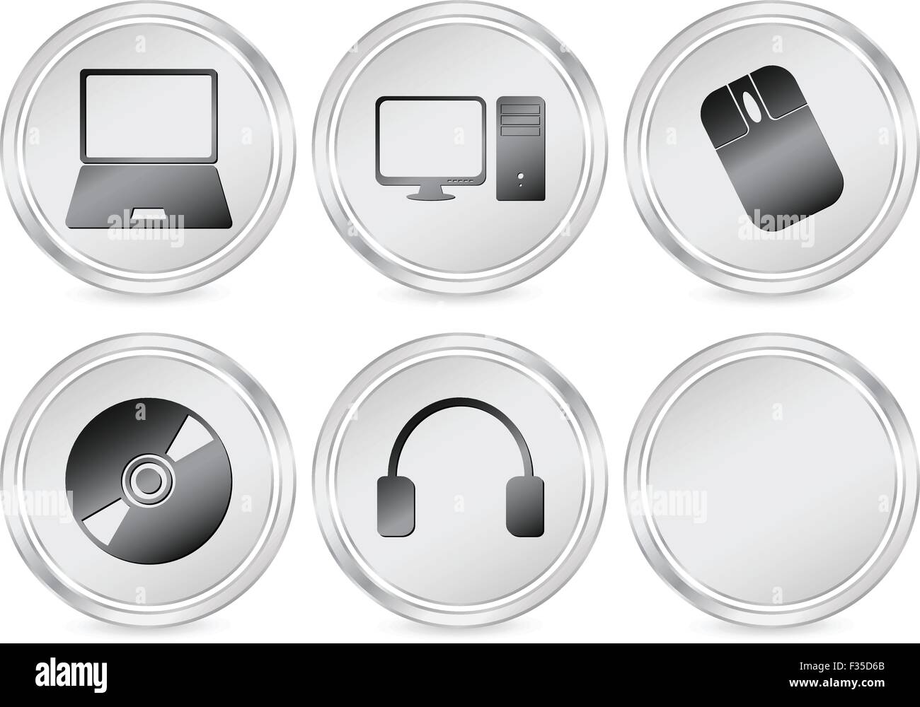 Metal electronics circle icon set. Vector illustration Stock Vector ...
