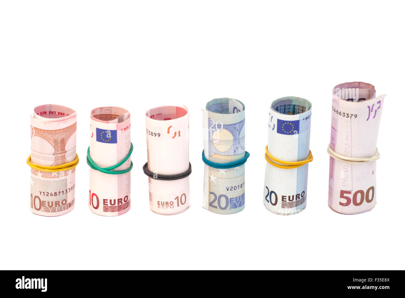 euro banknotes with a rubber band Stock Photo - Alamy