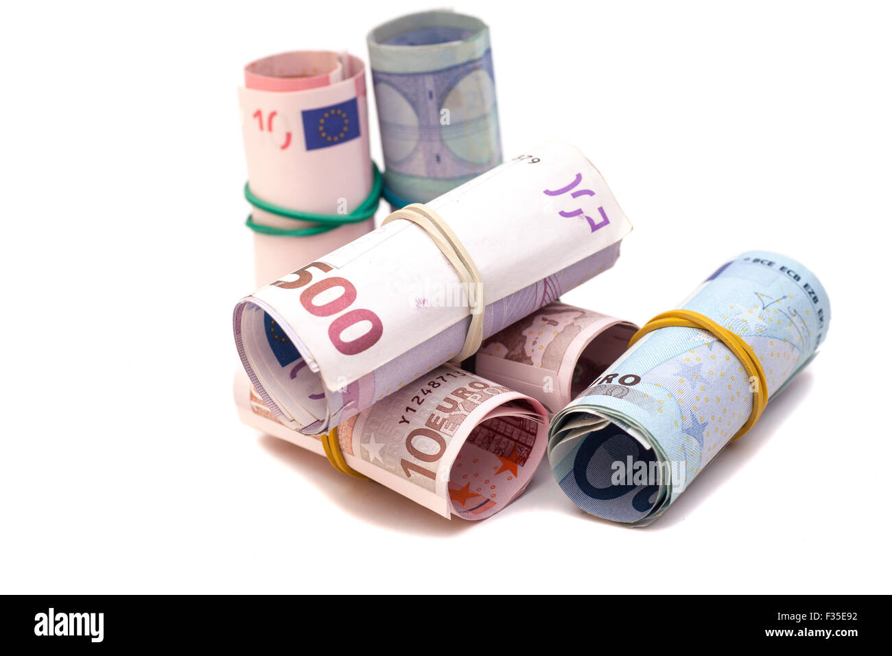 euro banknotes with a rubber band Stock Photo - Alamy