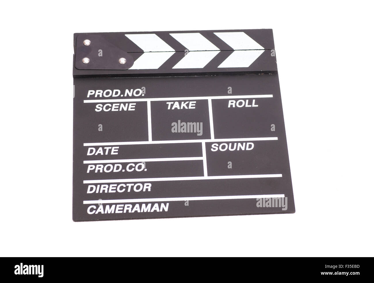 Clapper board on white background Stock Photo - Alamy