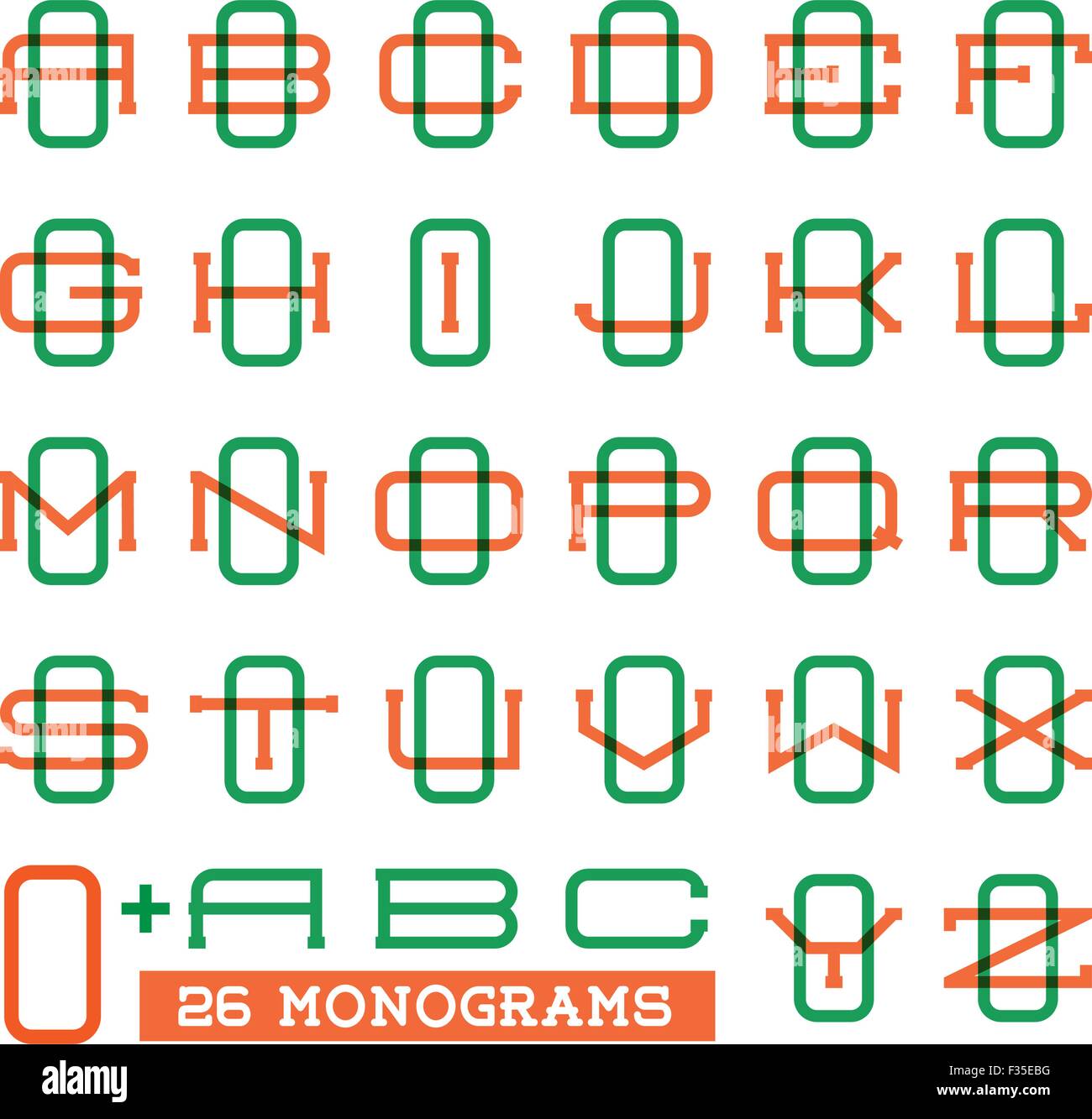 College sport team logo set. Two overprint letters monogram template ...