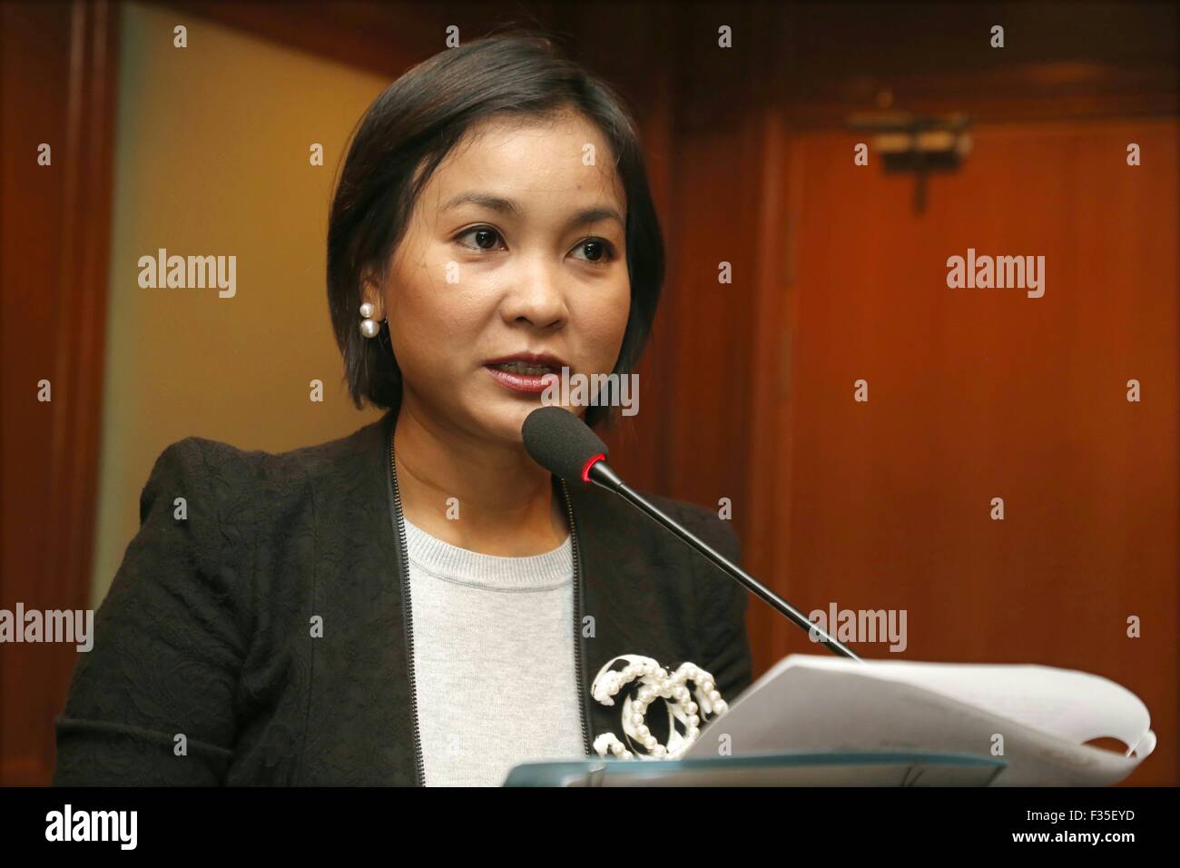 Phnom Penh, Cambodia. 30th Sep, 2015. Chea Serey, director general of ...
