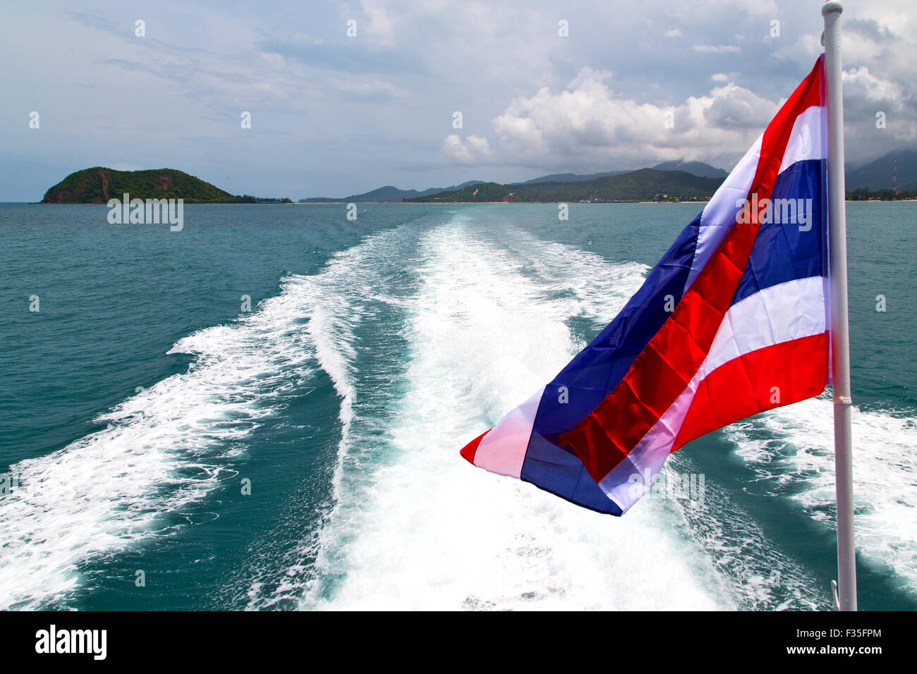 asia myanmar kho samui bay isle waving flag in thailand and south china ...