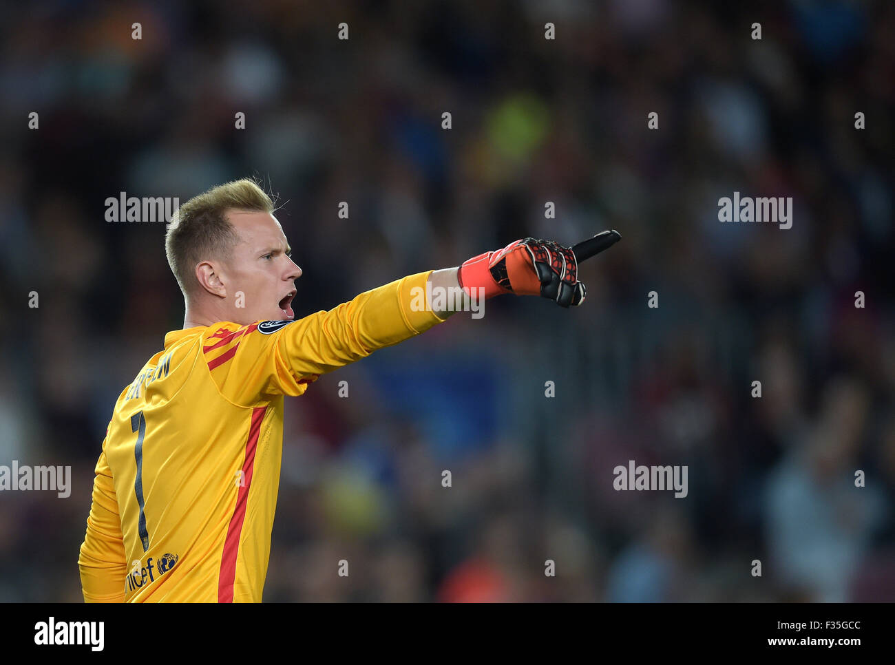 Barcelona, Spain. 29th Sep, 2015. Barcelona?s goalkeeper Marc-Andre ter ...