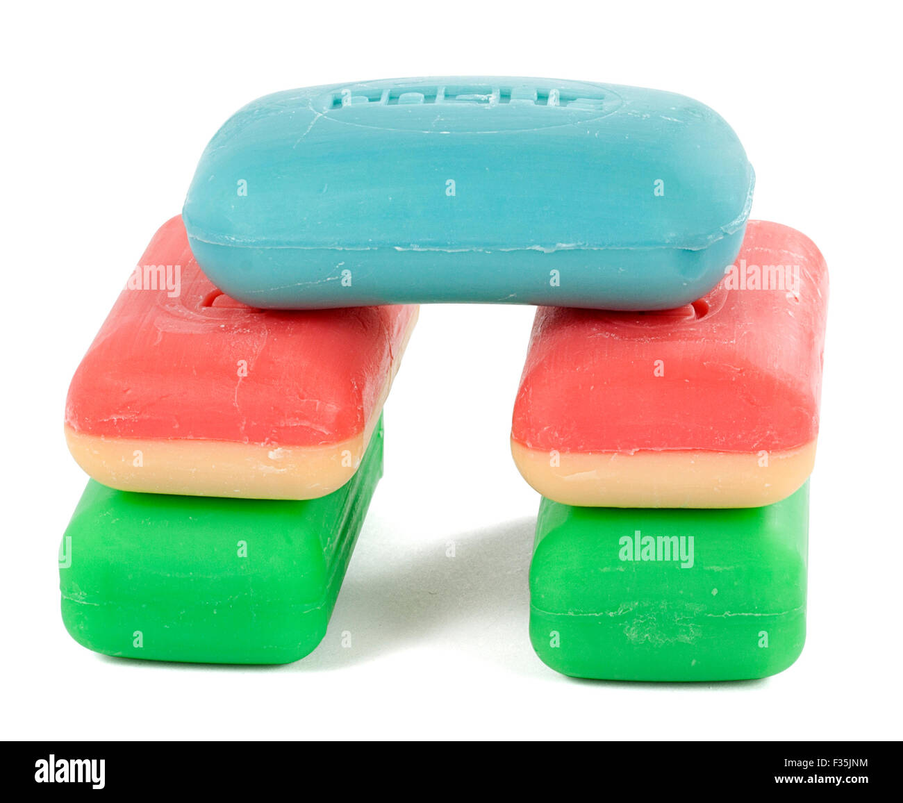 five soaps isolated on white background Stock Photo - Alamy